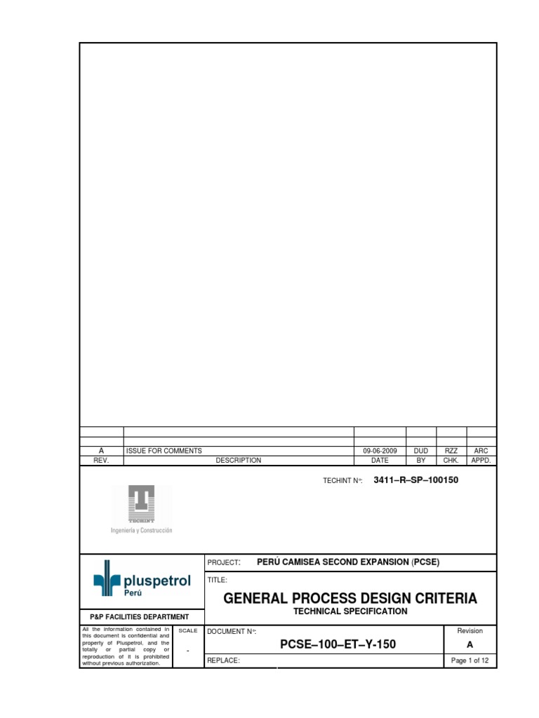General Process Design Criteria: PCSE-100-ET-Y-150 | Download Free PDF ...