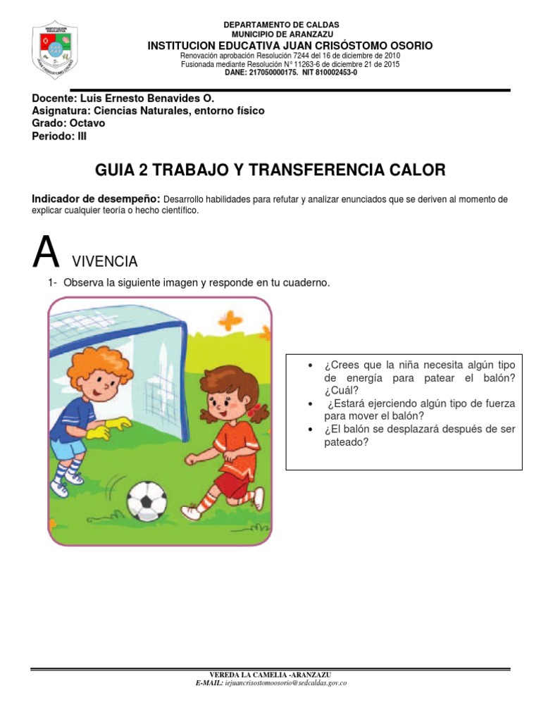 Guía de Transferencia de Calor 8° Básico | PDF | Calor | Transferencia ...