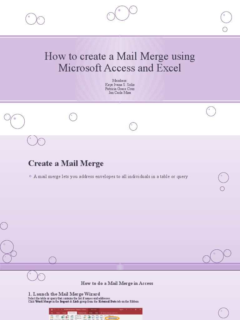Mail Merge Guide: Access & Excel | PDF | Comma Separated Values ...