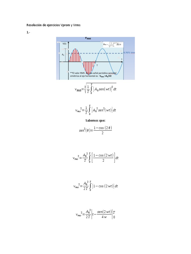 Resolución Vprom y Vrms | PDF | Enseñanza de matemática
