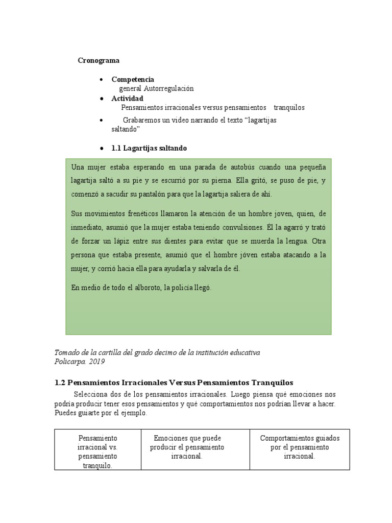 Actividades de Decimo | PDF | Las emociones | Experiencia subjetiva