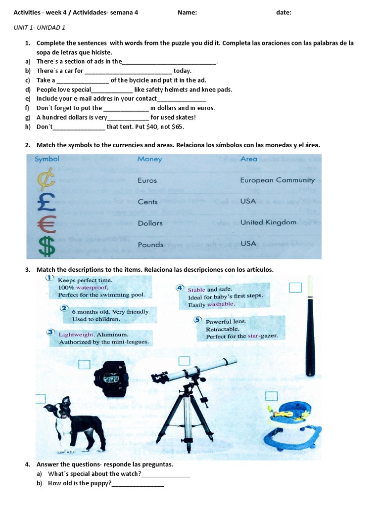 Unit 1-Unidad 1 | PDF