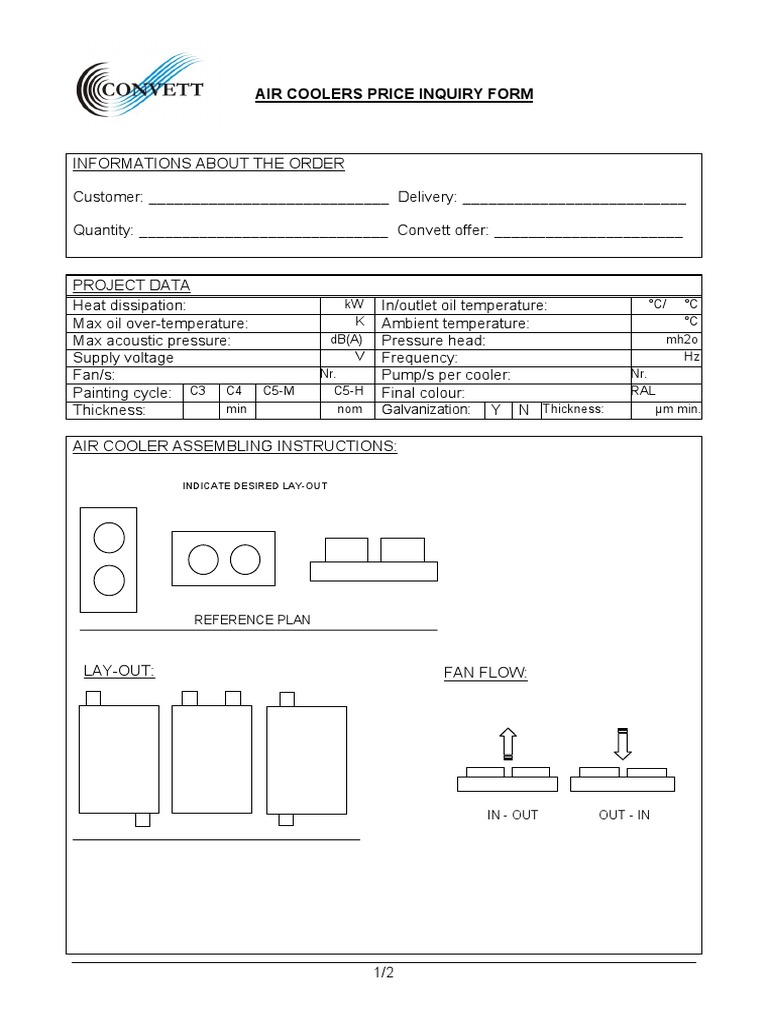 A Comprehensive Air Cooler Quote Request Form Providing Detailed ...