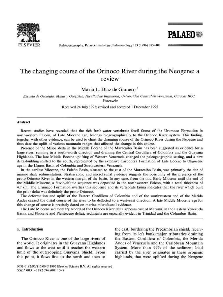Díaz 1996 The Changing Course of The Orinoco River | PDF ...