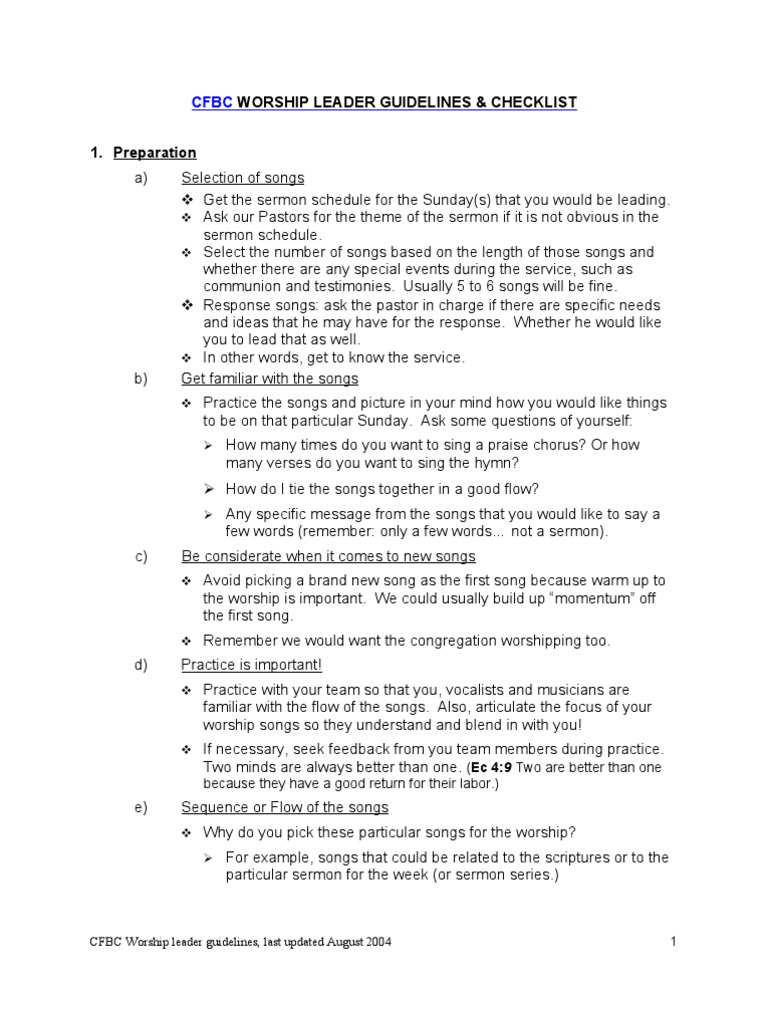 Song Leader Guide | PDF | Singing | Worship