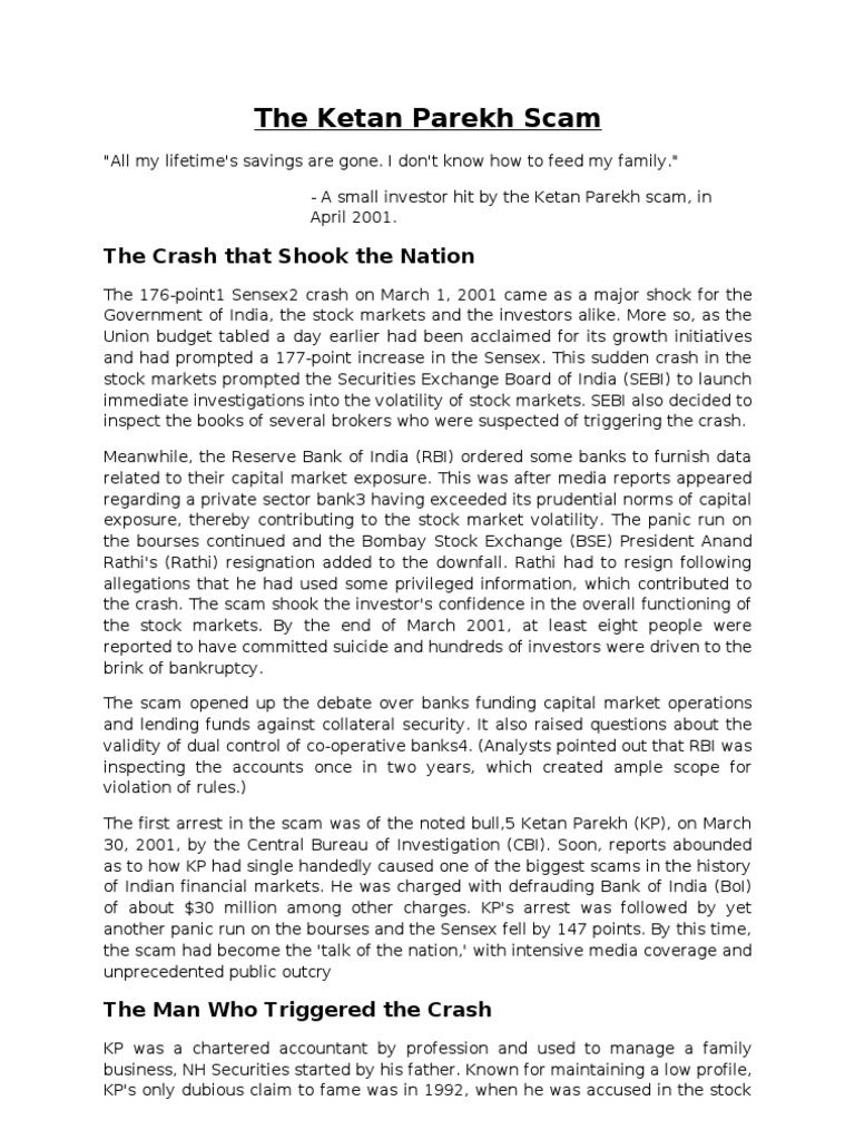 The Ketan Parekh Scam | PDF | Financial Markets | Stocks