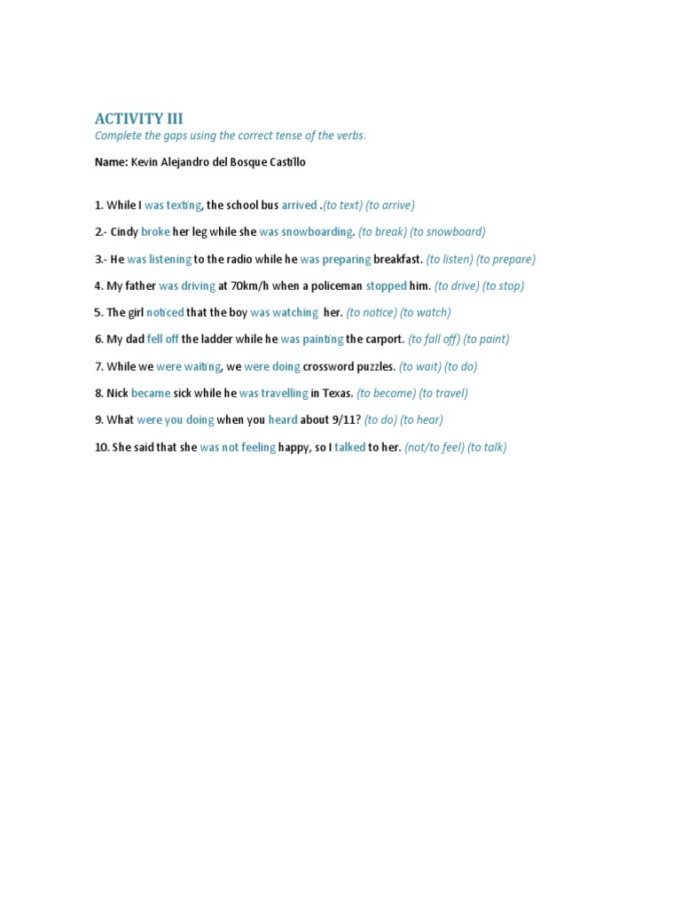 Verb Tense Gap-Fill Exercise | PDF