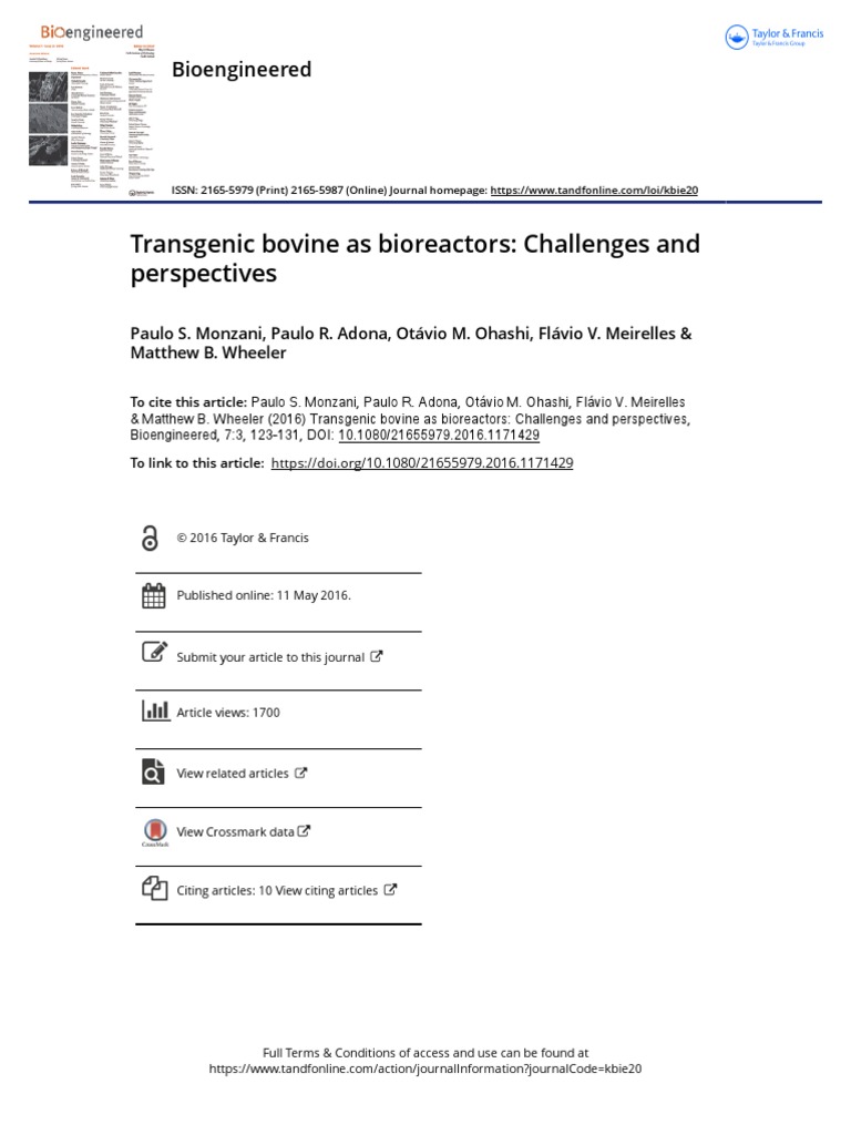 Transgenic Bovine As Bioreactors Challenges and Perspectives | PDF ...