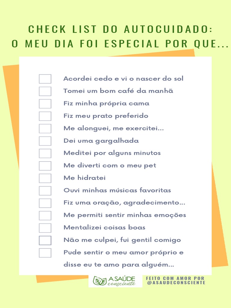 Check List Do Autocuidado | PDF