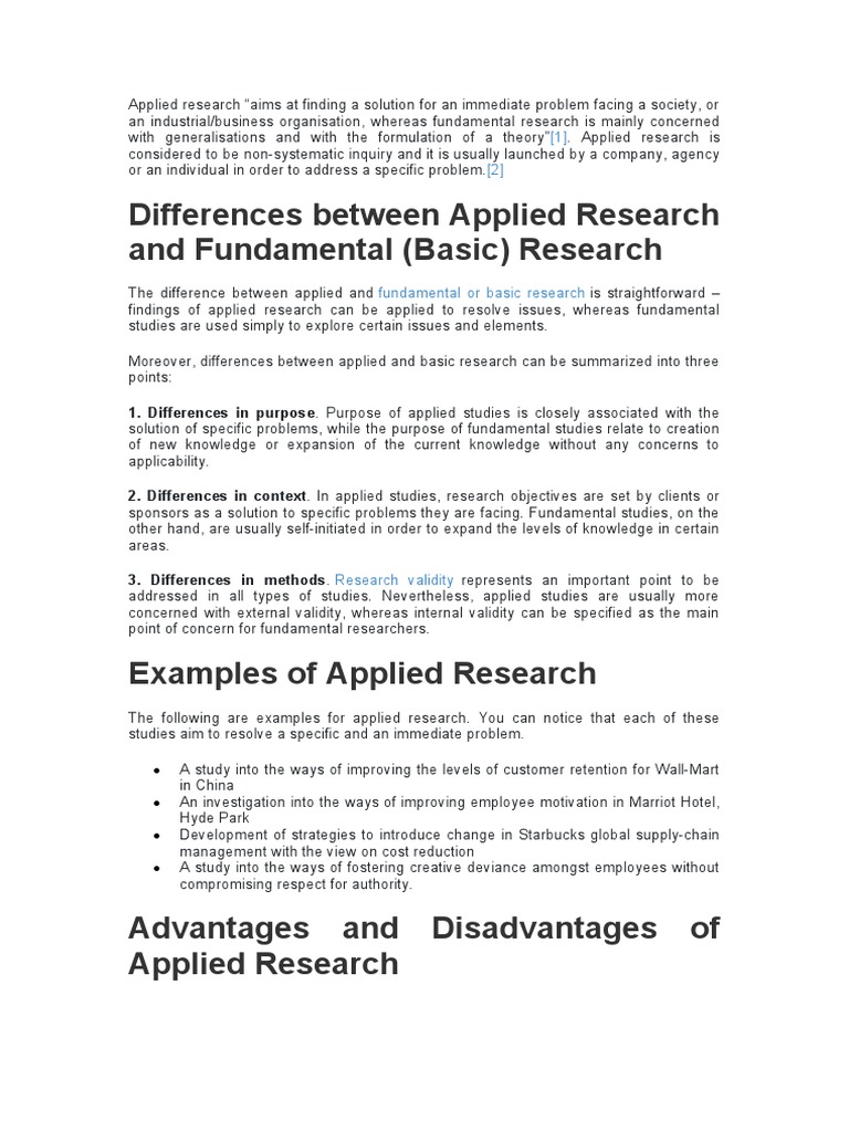 Differences Between Applied Research and Fundamental (Basic) Research ...