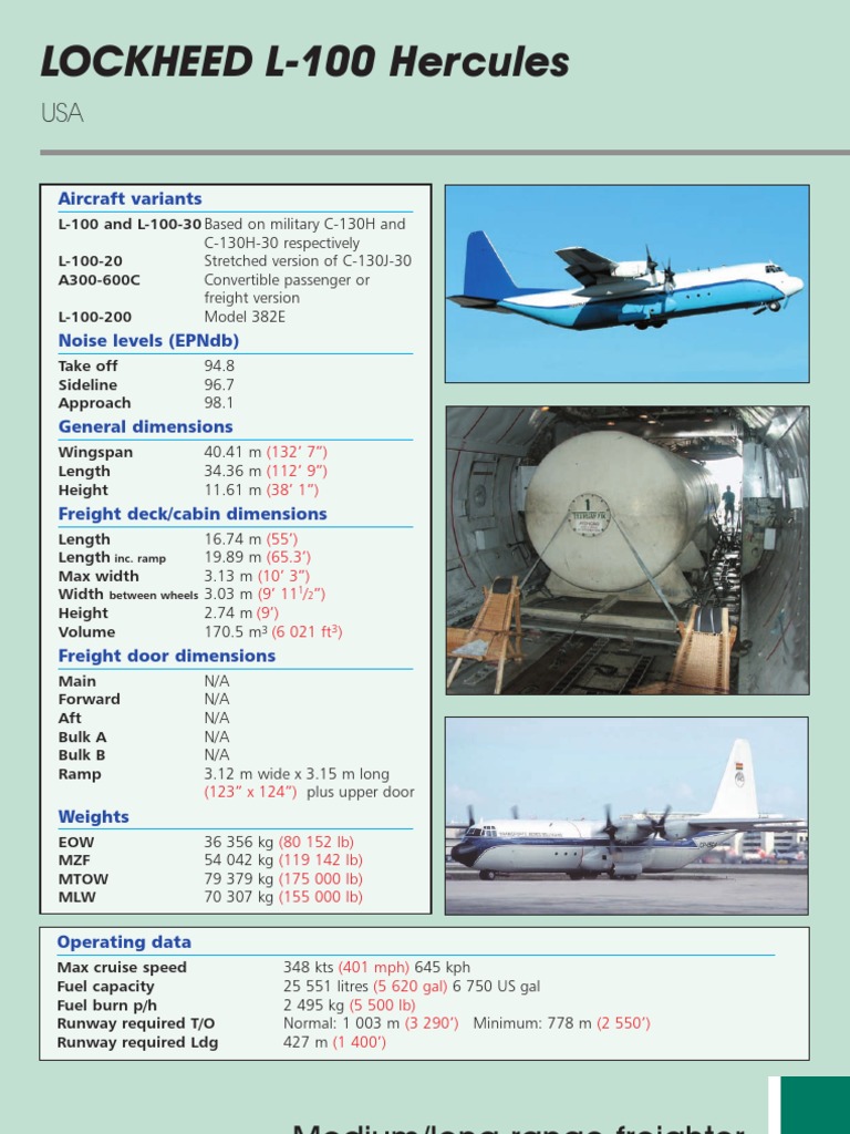 Lockheed L-100 Hercules Specifications | PDF | Lockheed C 130 Hercules ...