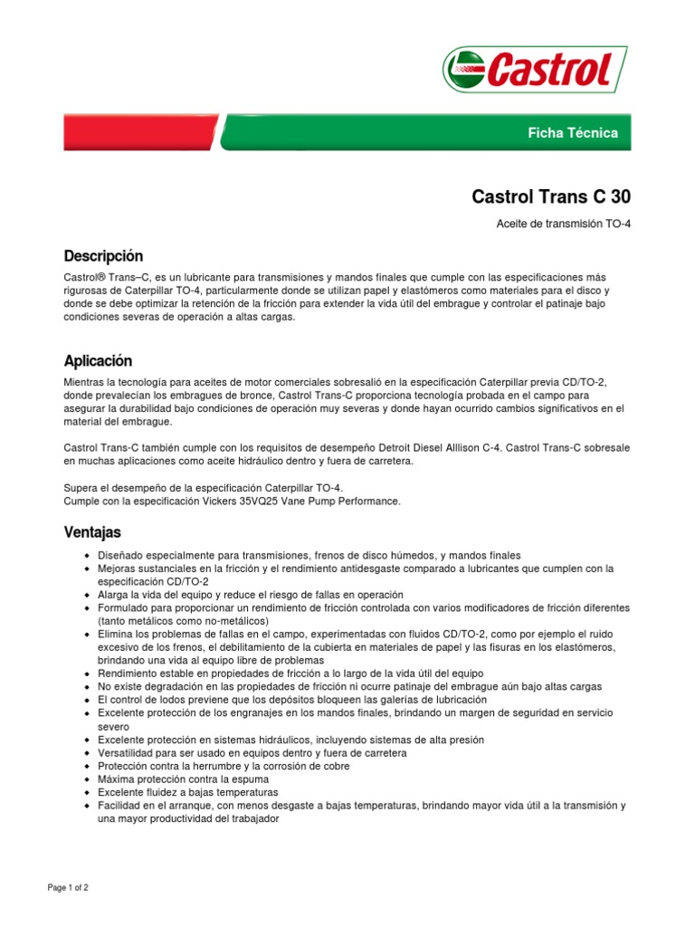 Castrol Trans C 30 PDF | PDF | Embrague | Naturaleza
