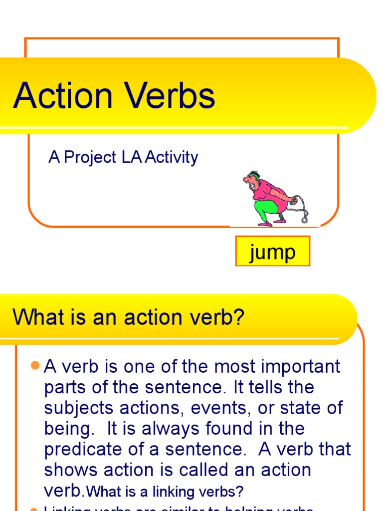 Action Verbs: A Project LA Activity | PDF | Verb | Noun