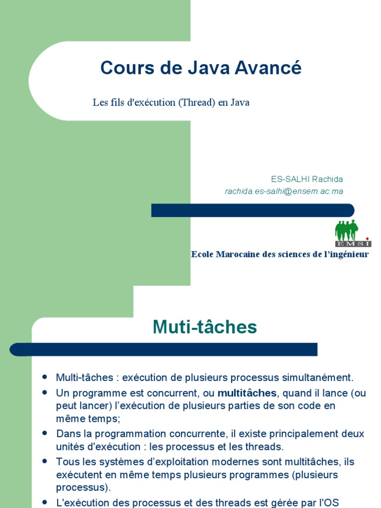 Java Avancée Support de Cours | PDF | Thread (informatique) | Processus (informatique)