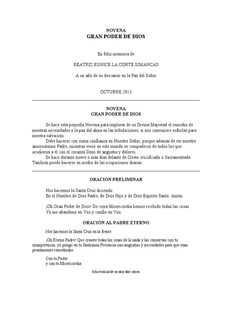NOVENA Gran Poder de Dios | PDF