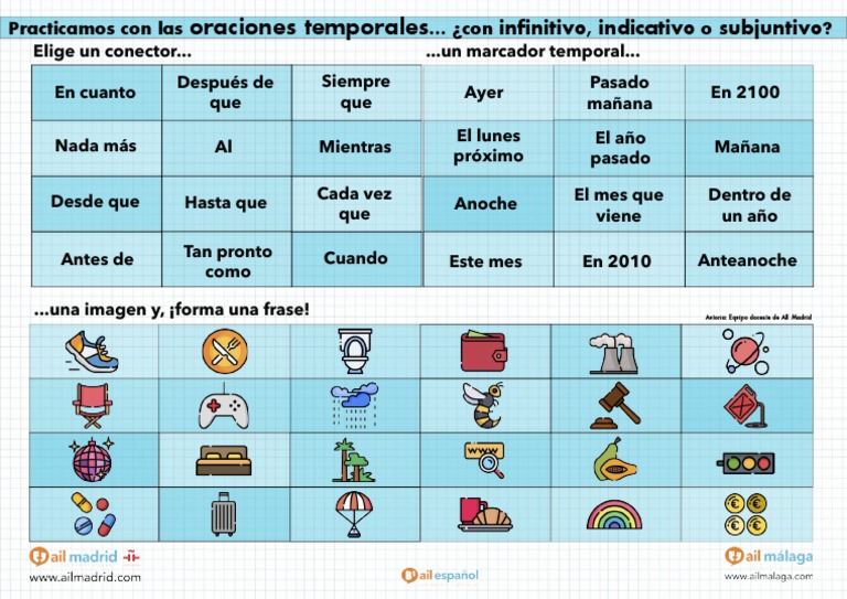 Actividad Ele Oraciones Conectores Temporales b1 Espanol | PDF