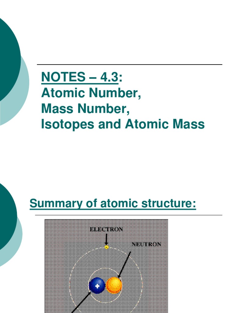 NOTES - 4.3 - Atomic - Mass - Isotopes - 2017 - Slideshow | PDF ...