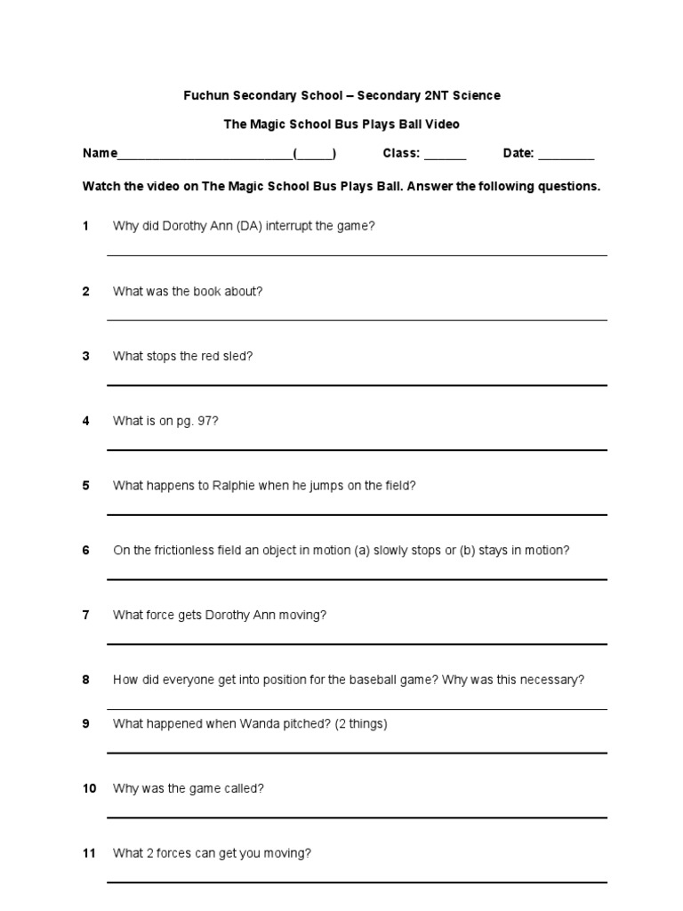 The Magic School Bus Plays Ball | PDF | Leisure | Sports