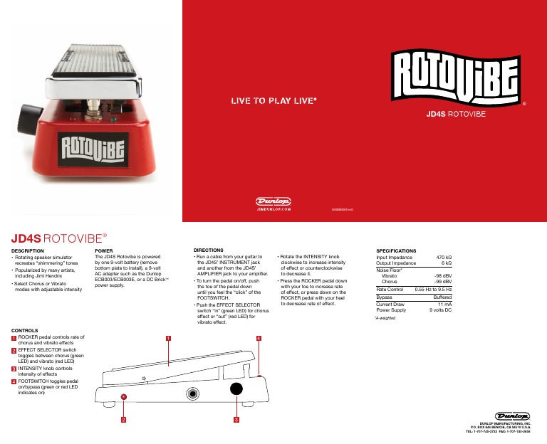Jim Dunlop Rotovibe Owners Manual | PDF | Power Supply | Audio Electronics
