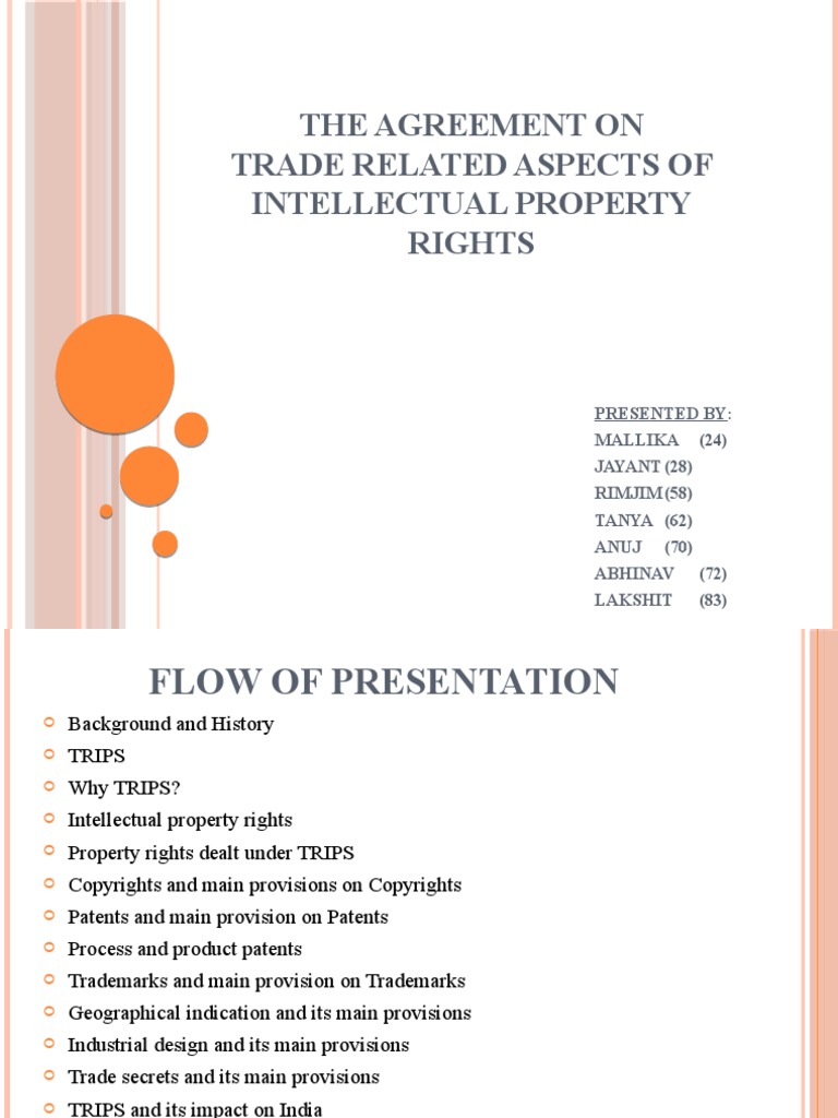The Agreement On Trade Related Aspects of Intellectual Property Rights ...
