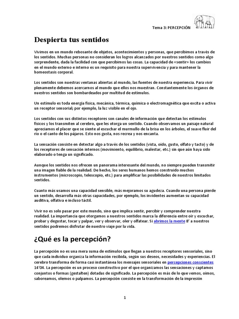Tema 3 Percep | PDF | Percepción | Gusto