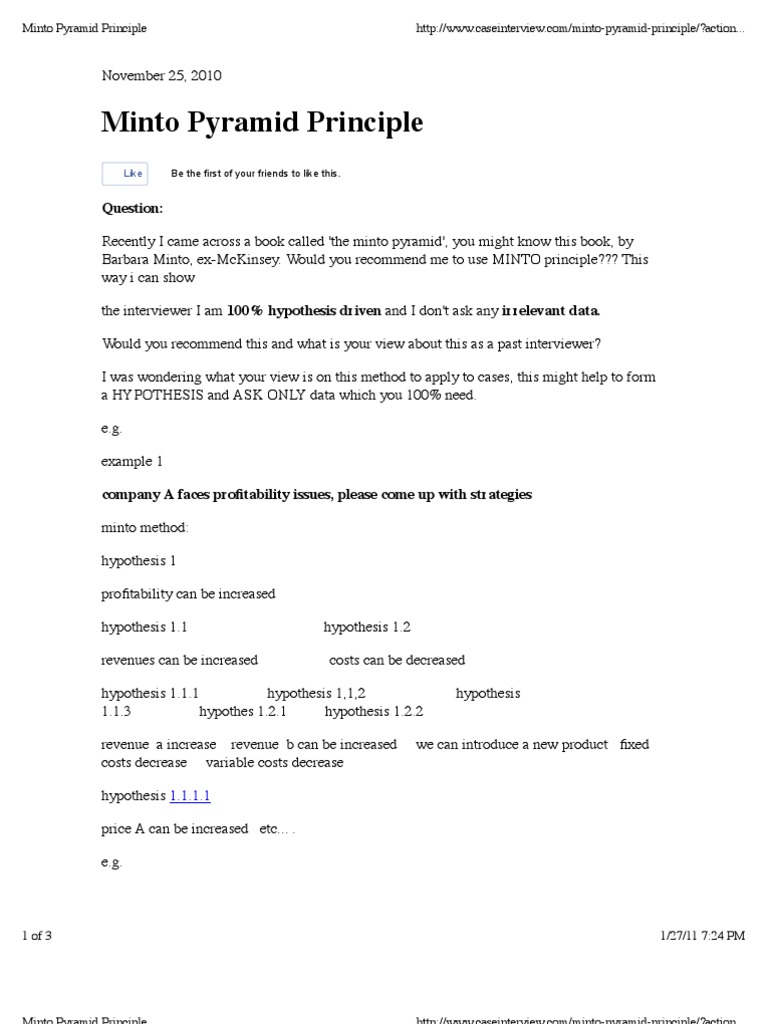 Minto Pyramid Principle for Hypothesis-Driven Case Interviews | PDF ...