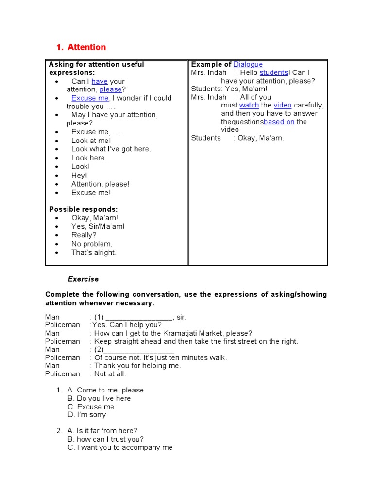 Requesting Attention: Examples of Phrases to Get Someone's Focus and ...
