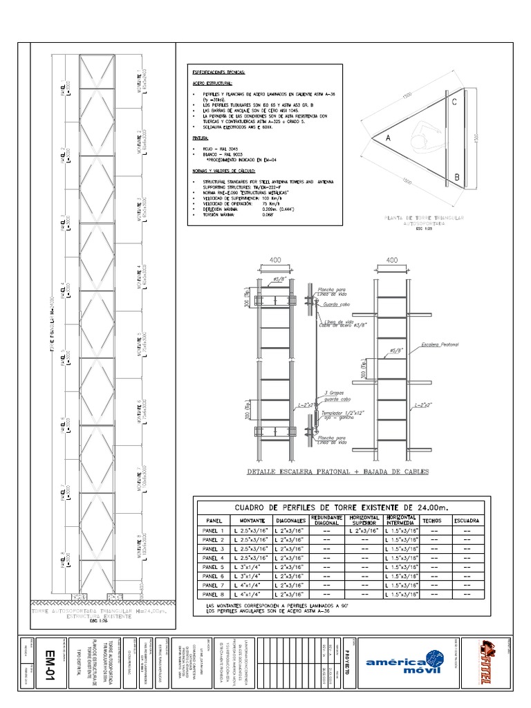 Planos de Estructuras Metálicas para Torre | PDF | Pintar | Procesos de ...