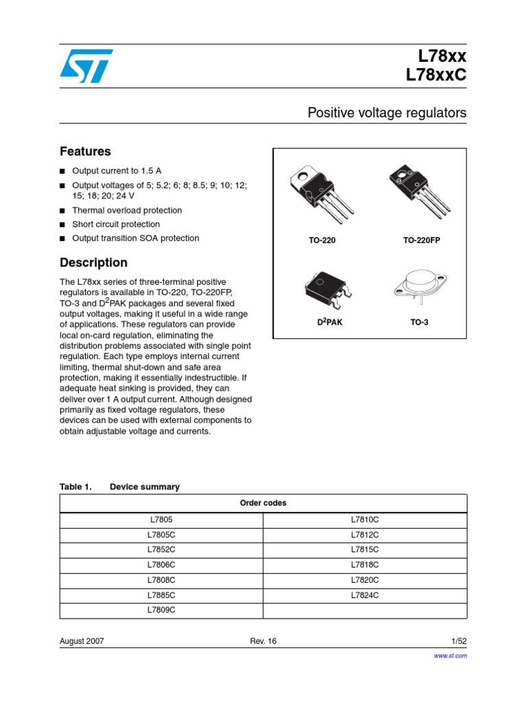 Datasheet L7812cv | PDF | Power Supply | Manufactured Goods