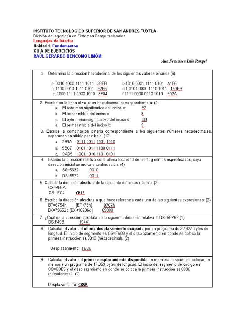 EJERCICIOS | PDF | Byte | Poco
