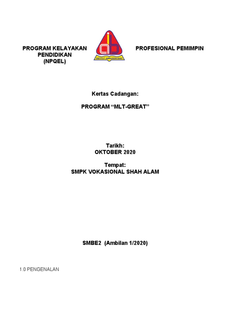 Contoh Kertas Cadangan Pdf