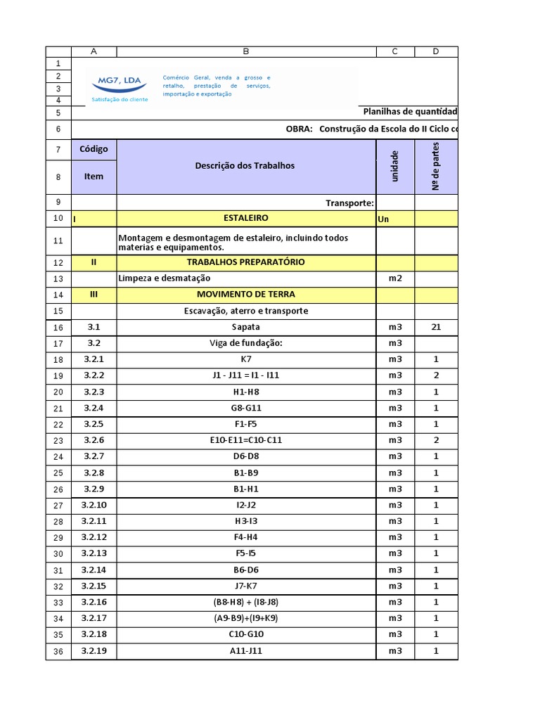1-Mapa de Quantidade - PORTECO | PDF | Engenharia Civil | Materiais de ...