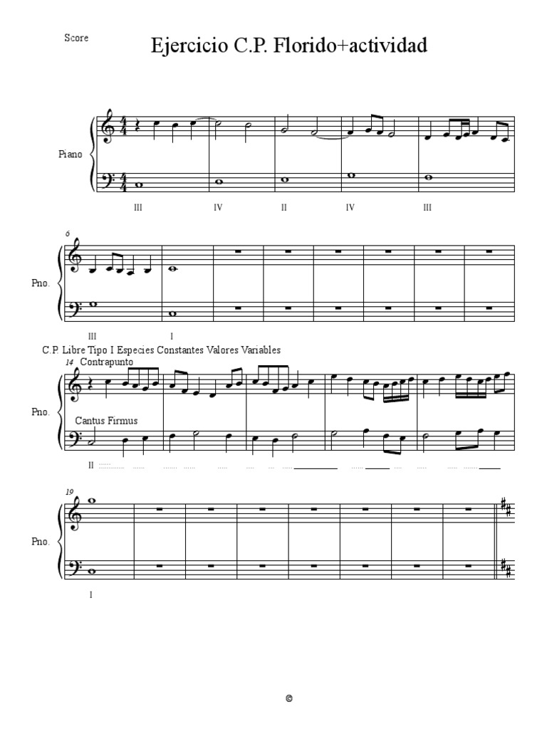 Contrapunto Libre Tipos I, II, III | PDF | Teoría musical | Elementos ...