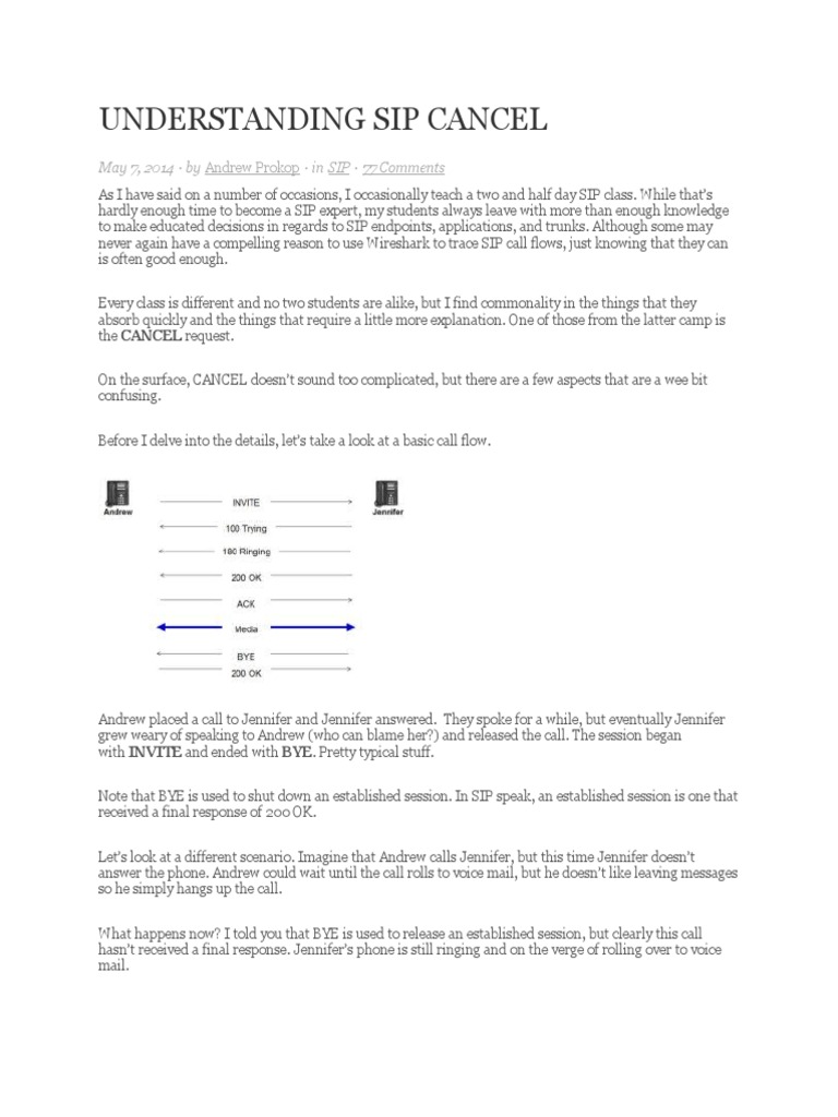 Understanding SIP Cancel | PDF | Session Initiation Protocol | Computer ...