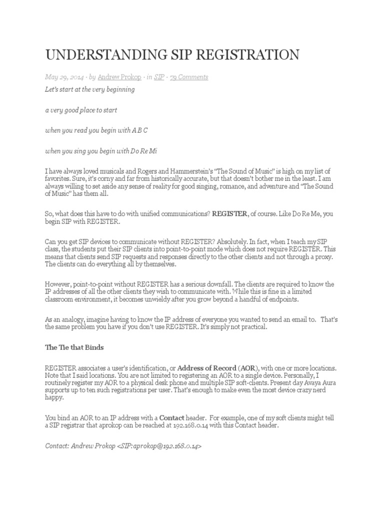 Understanding Sip Registration Pdf Session Initiation Protocol Domain Name Registrar
