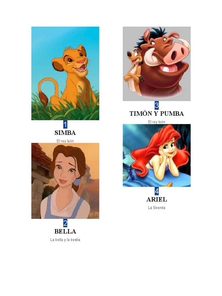 Personajes de Disney | PDF | Películas animadas de Disney ...
