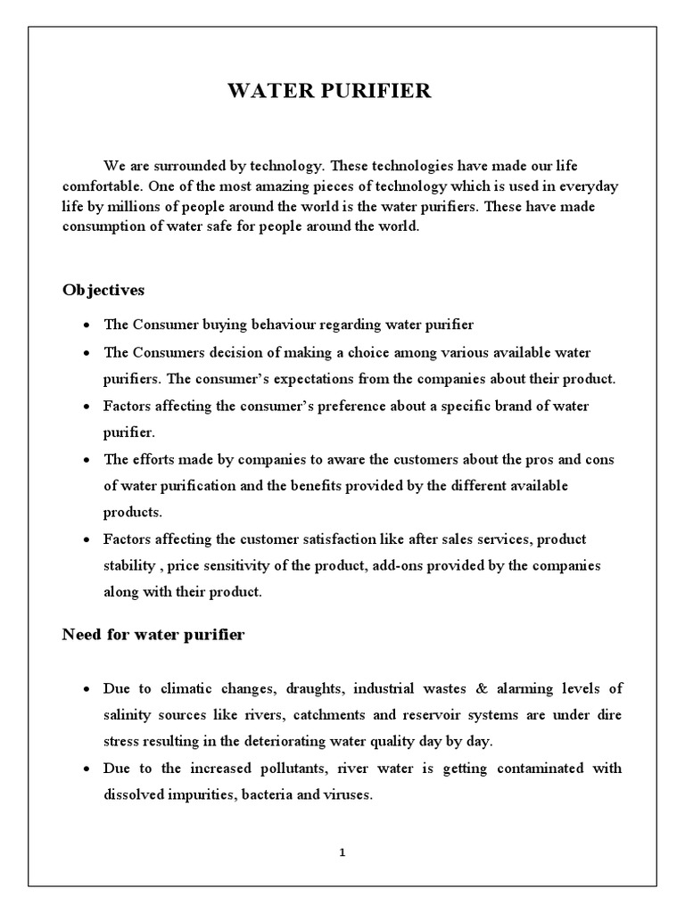 Objectives of Water Purification | PDF | Water | Drinking Water