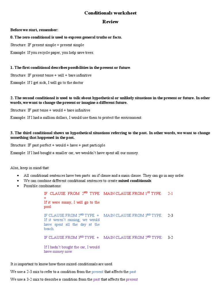 Conditionals Review | PDF | Linguistic Typology | Language Mechanics