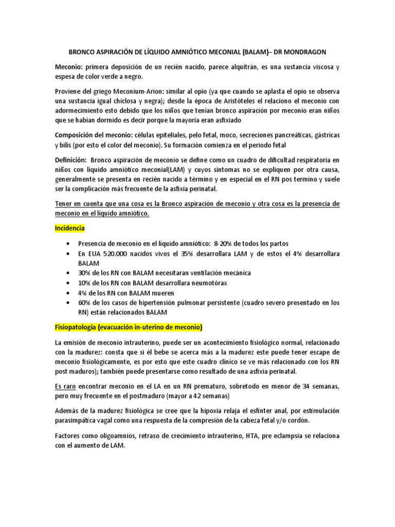 Bronco Aspiración de Líquido Amniótico Meconial | PDF | Hipoxia (médica ...