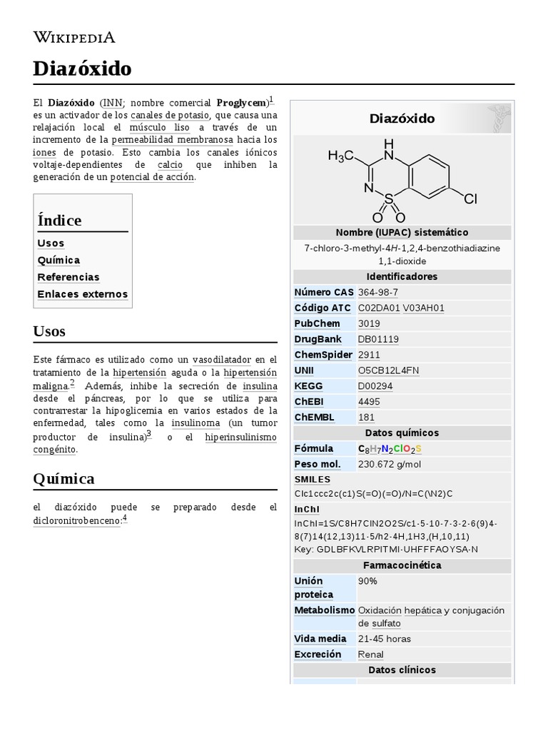 Diazóxido | PDF | Especialidades Medicas | Medicina CLINICA
