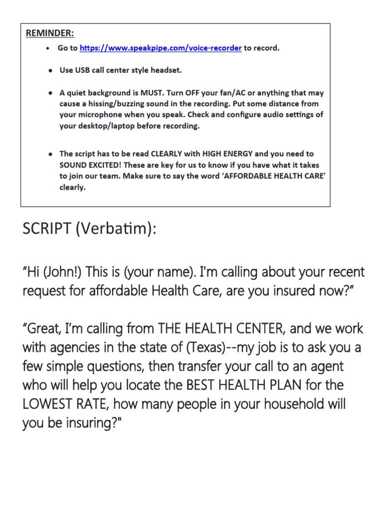 SCRIPT (Verbatim) :: Reminder | PDF