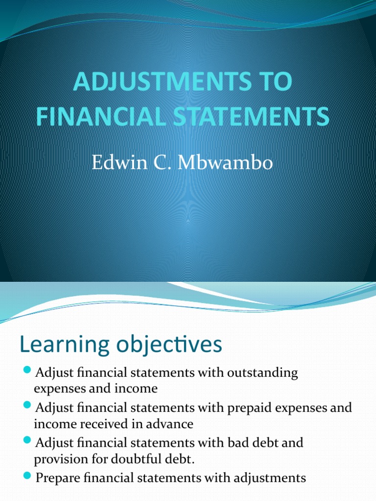 Financial Statement Adjustments Guide | PDF | Bad Debt | Debits And Credits