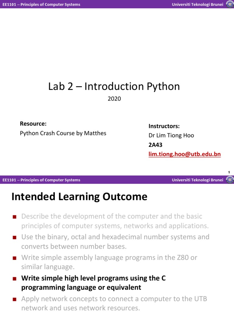 Lab 2 Introduction To Python Programming Pdf Pdf Computer Program