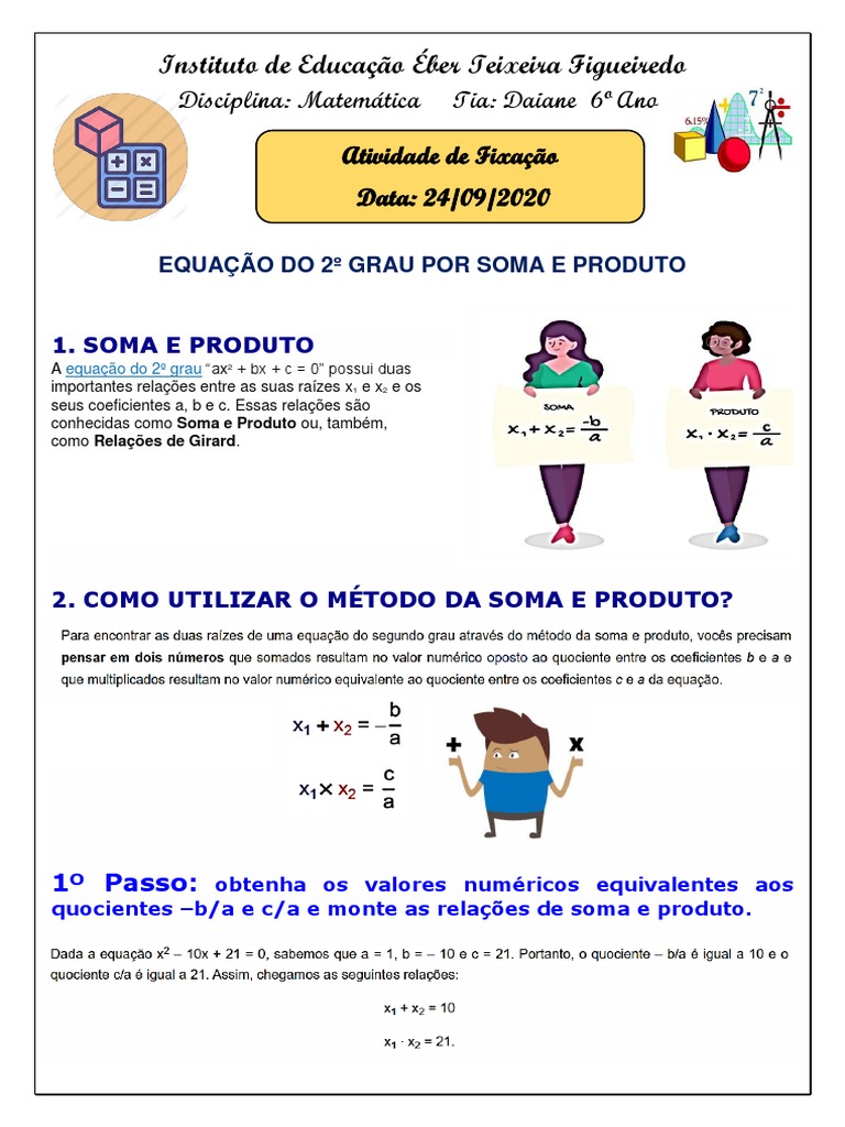 Soma e Produto na Equação do 2º Grau | PDF
