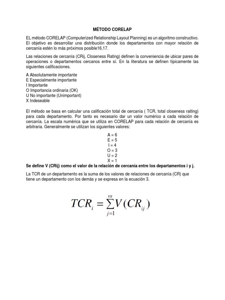 Método Corelap | PDF | Función (Matemáticas) | Matriz (Matemáticas)