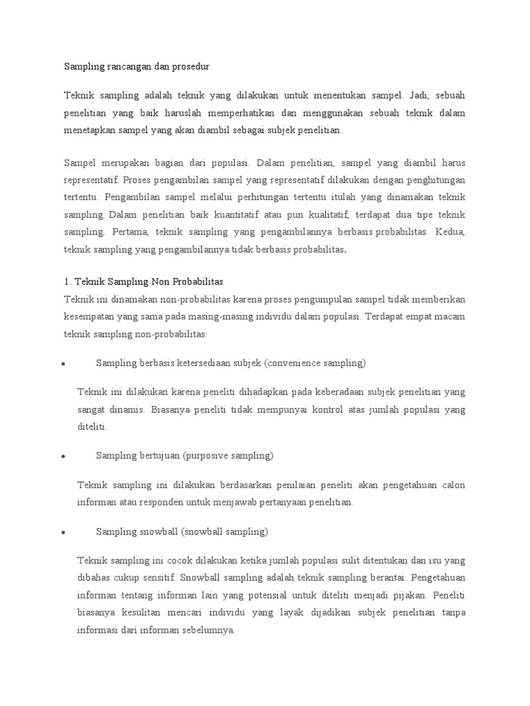 Sampling Rancangan Dan Prosedur | PDF