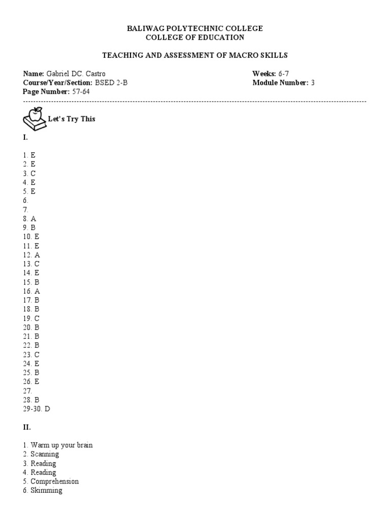 Castro Gabriel DC BSED2B EL107 Module 3 | PDF