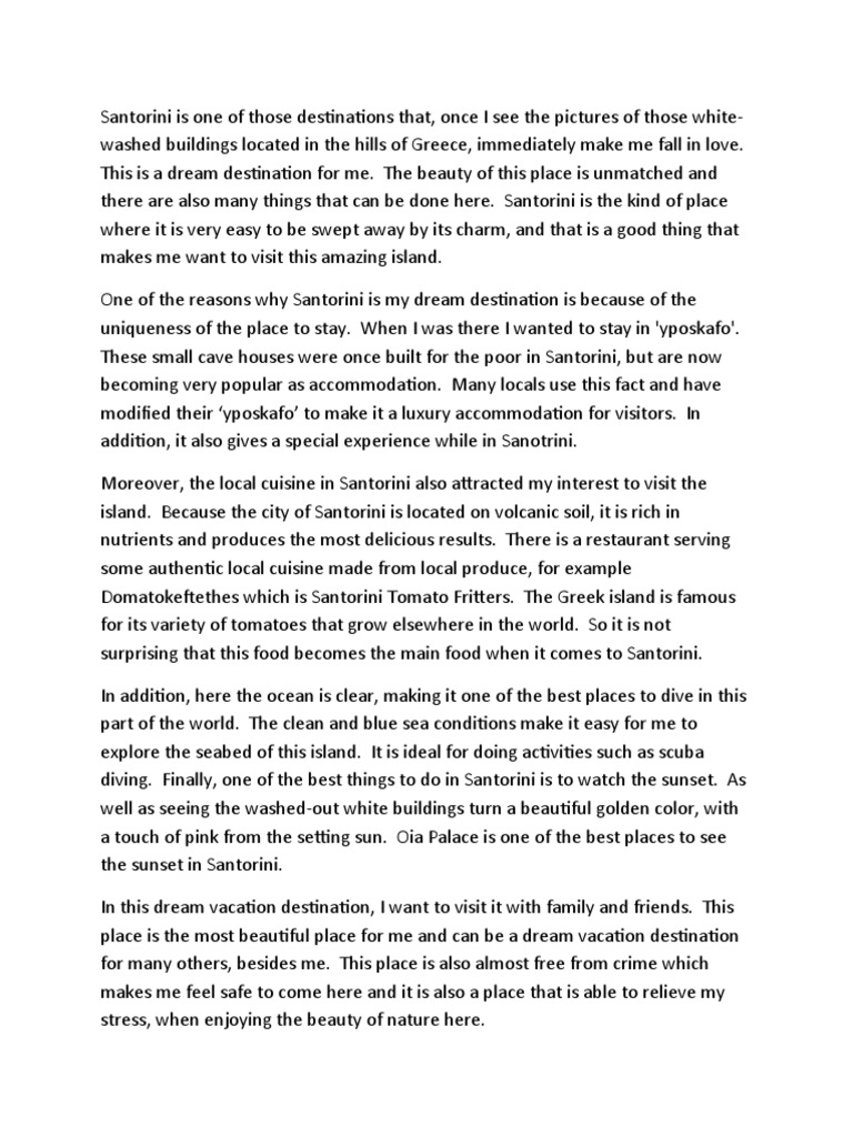 My Dream Destination Essay | PDF