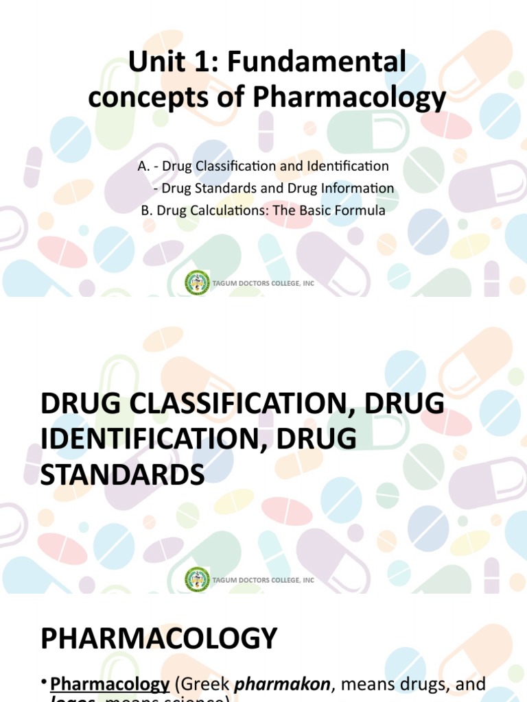 Unit 1: Fundamental Concepts of Pharmacology | PDF | Drugs ...