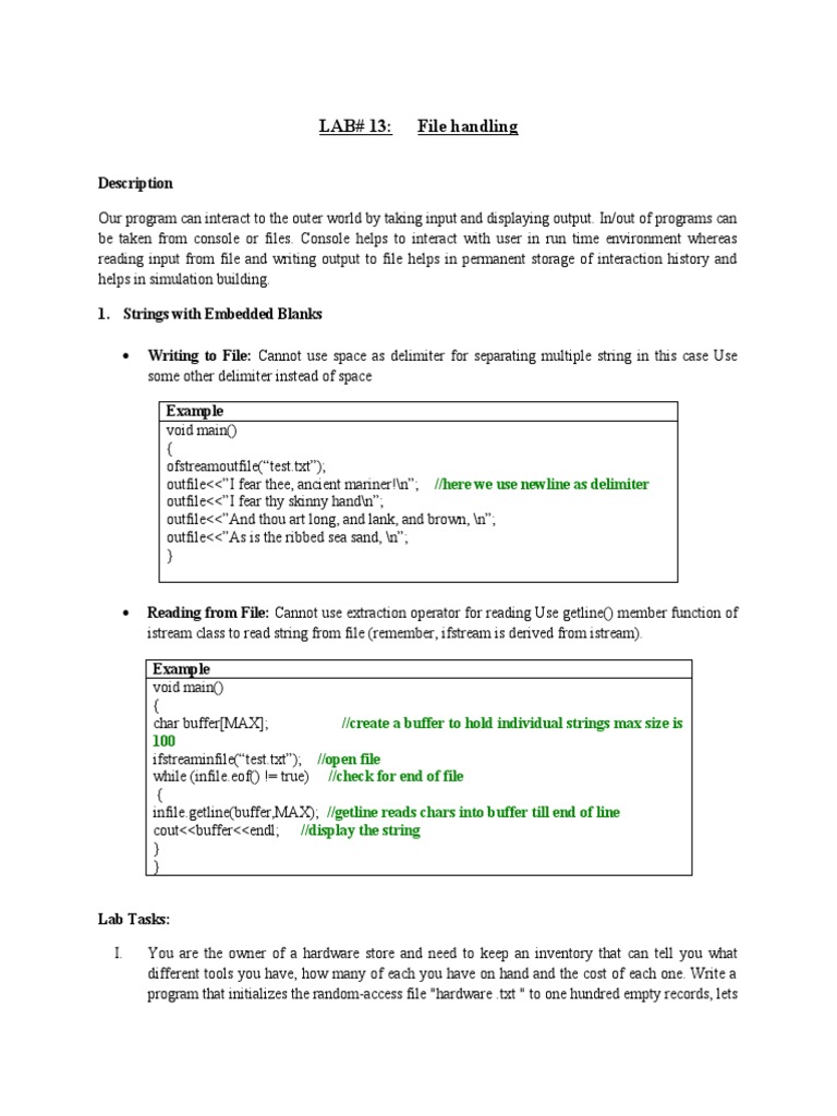 LAB 12 - File-Handling | PDF | Command Line Interface | Computer File